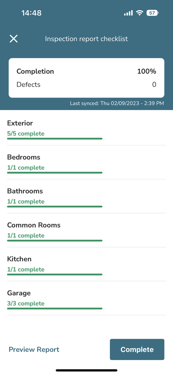 How do I complete the inspection and publish the report?